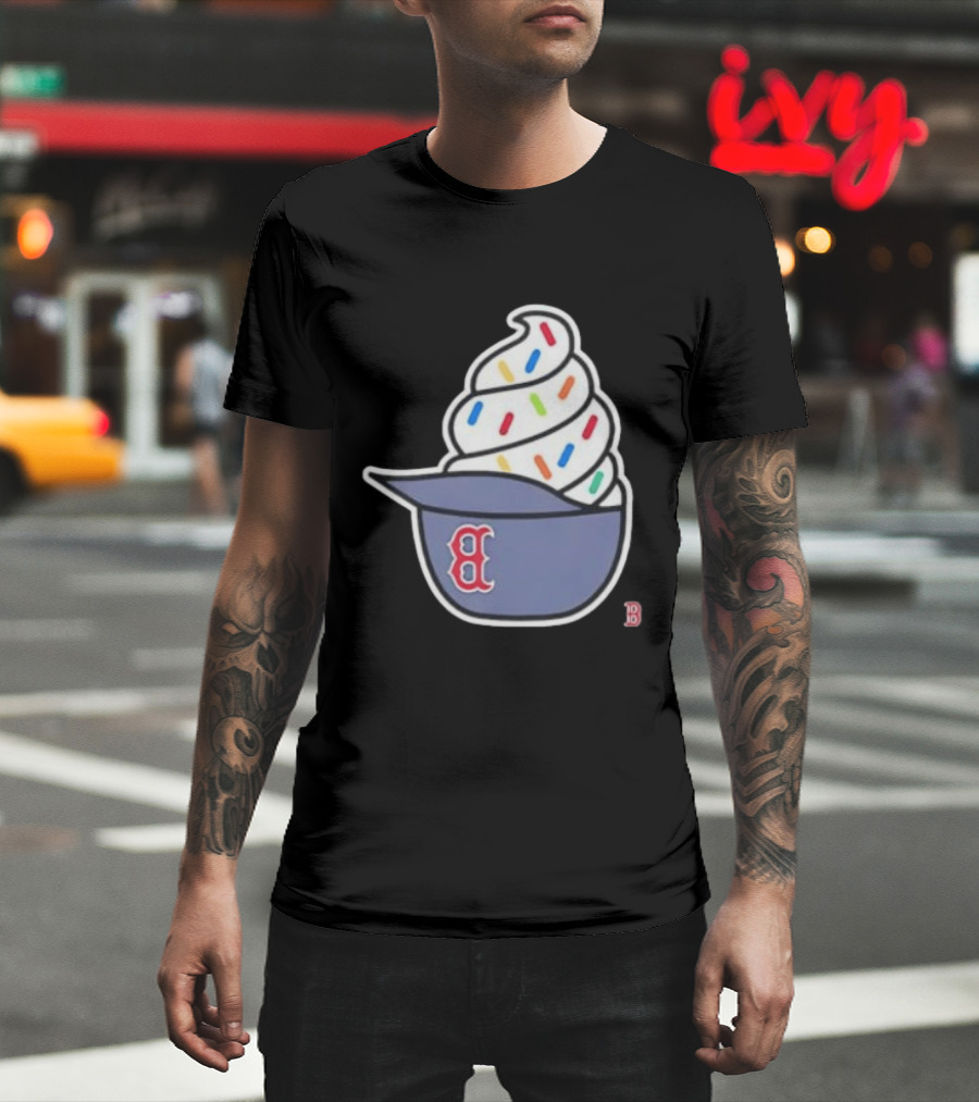 Boston Red Sox Ice Cream Helmet With Sprinkles Baseball Fans T-Shirt