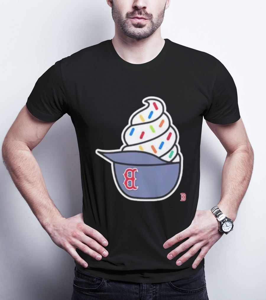 Boston Red Sox Ice Cream Helmet With Sprinkles Baseball Fans T-Shirt