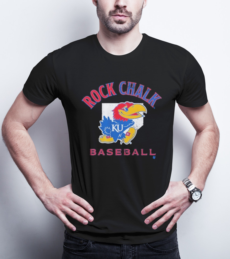 Rock Chalk KU Baseball Jayhawk Home Plate Kansas T-Shirt