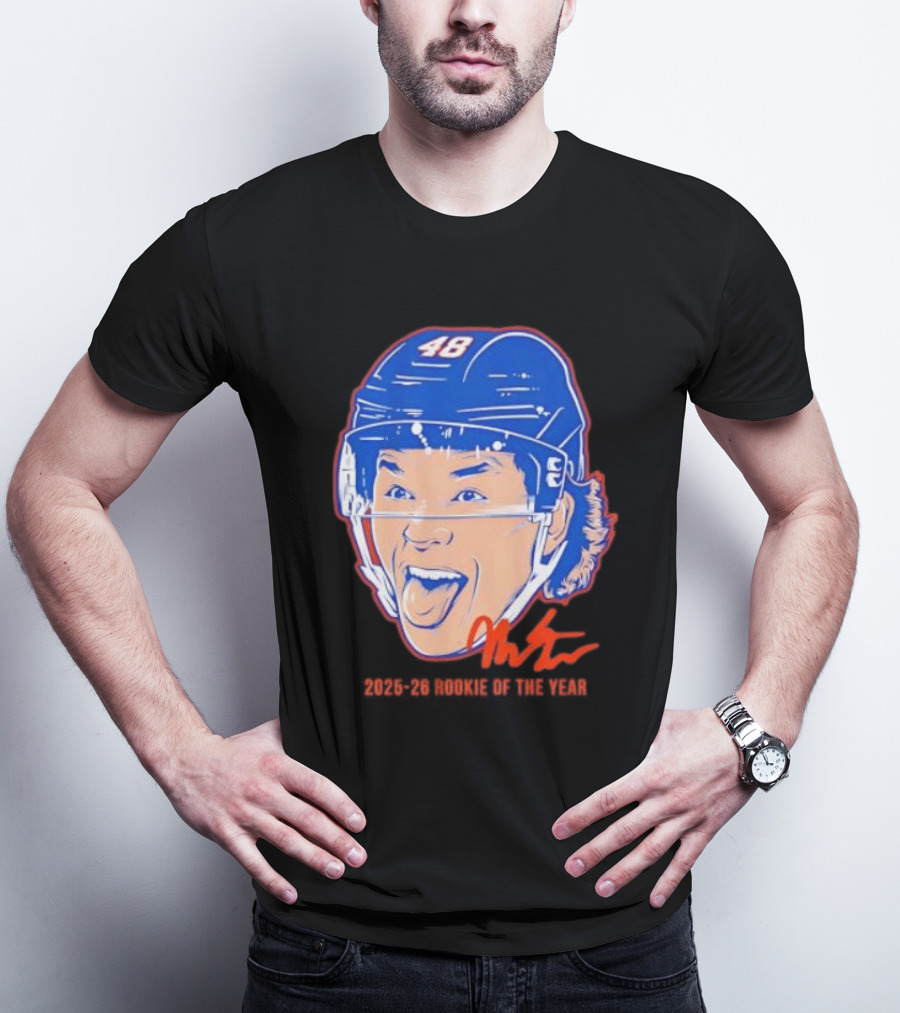 Matthew Schaefer Islanders ROTY 2025 26 Swag Helmet 48 Signature T-Shirt