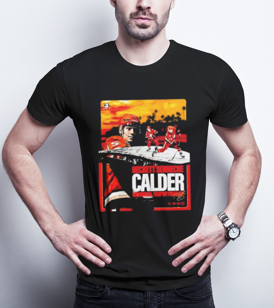 Beckett Sennecke Calder Memorial Trophy Finalist Hockey Player Action Scene T-Shirt