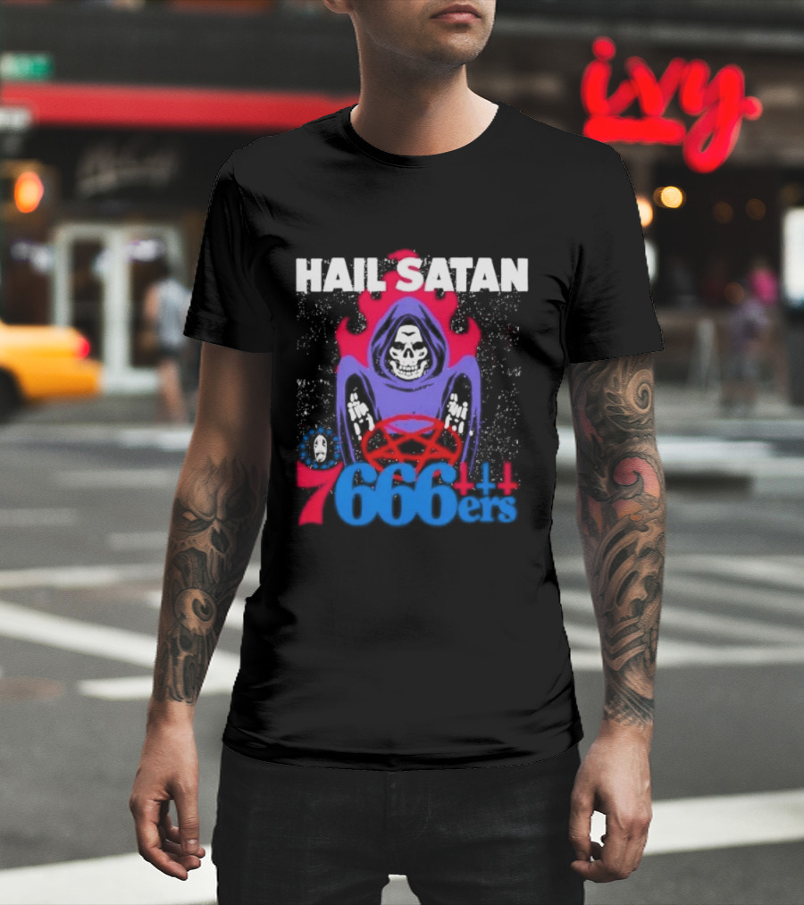 Hail Satan 76ers 666 Flame Creature T-Shirt