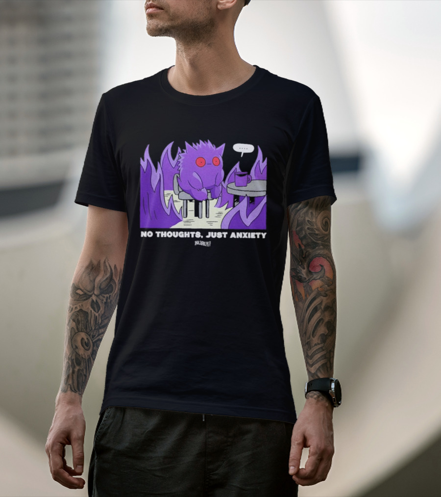 Pokemon Gengar No Thoughts Just Anxiety Purple Flame T-Shirt