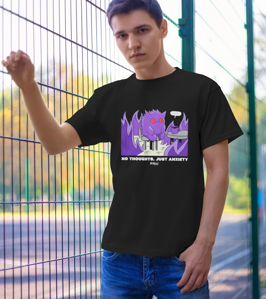 Pokemon Gengar No Thoughts Just Anxiety Purple Flame T-Shirt