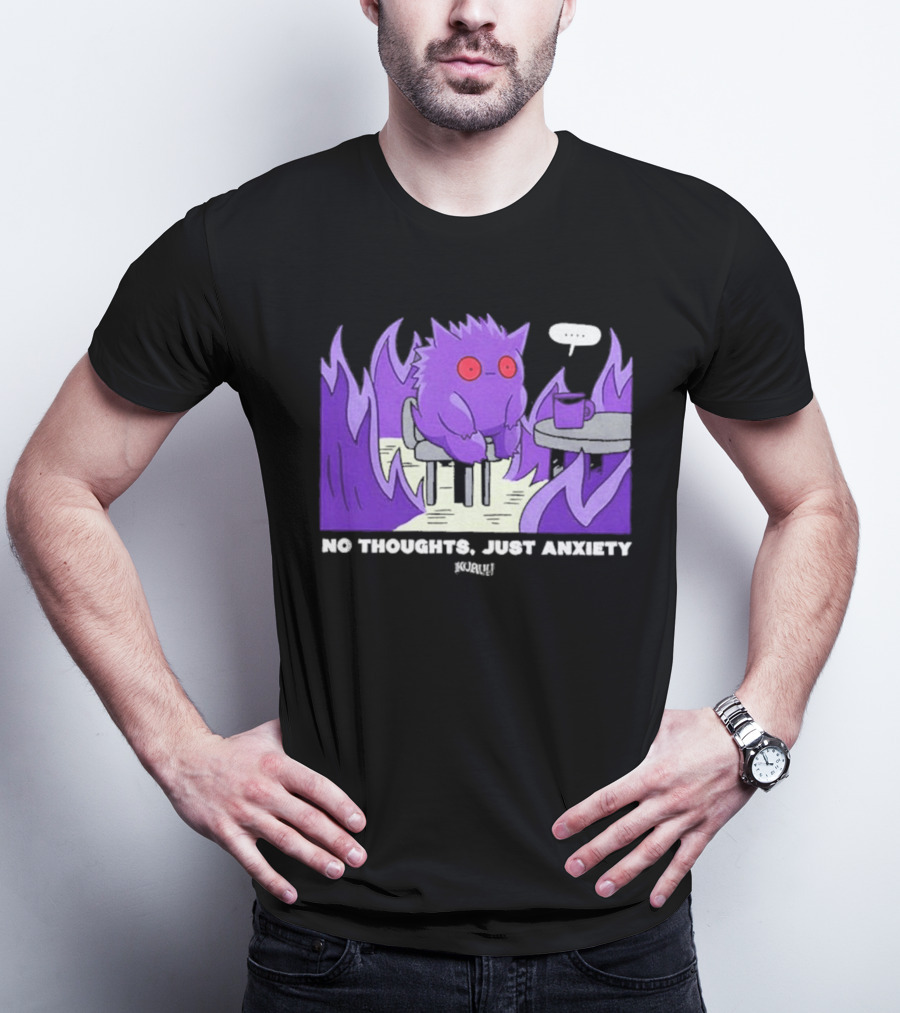 Pokemon Gengar No Thoughts Just Anxiety Purple Flame T-Shirt