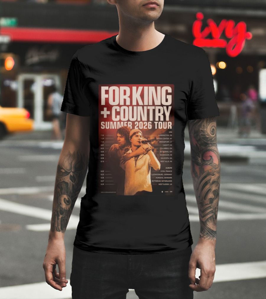 FOR KING + COUNTRY Summer 2026 Tour USA Europe Dates T-Shirt