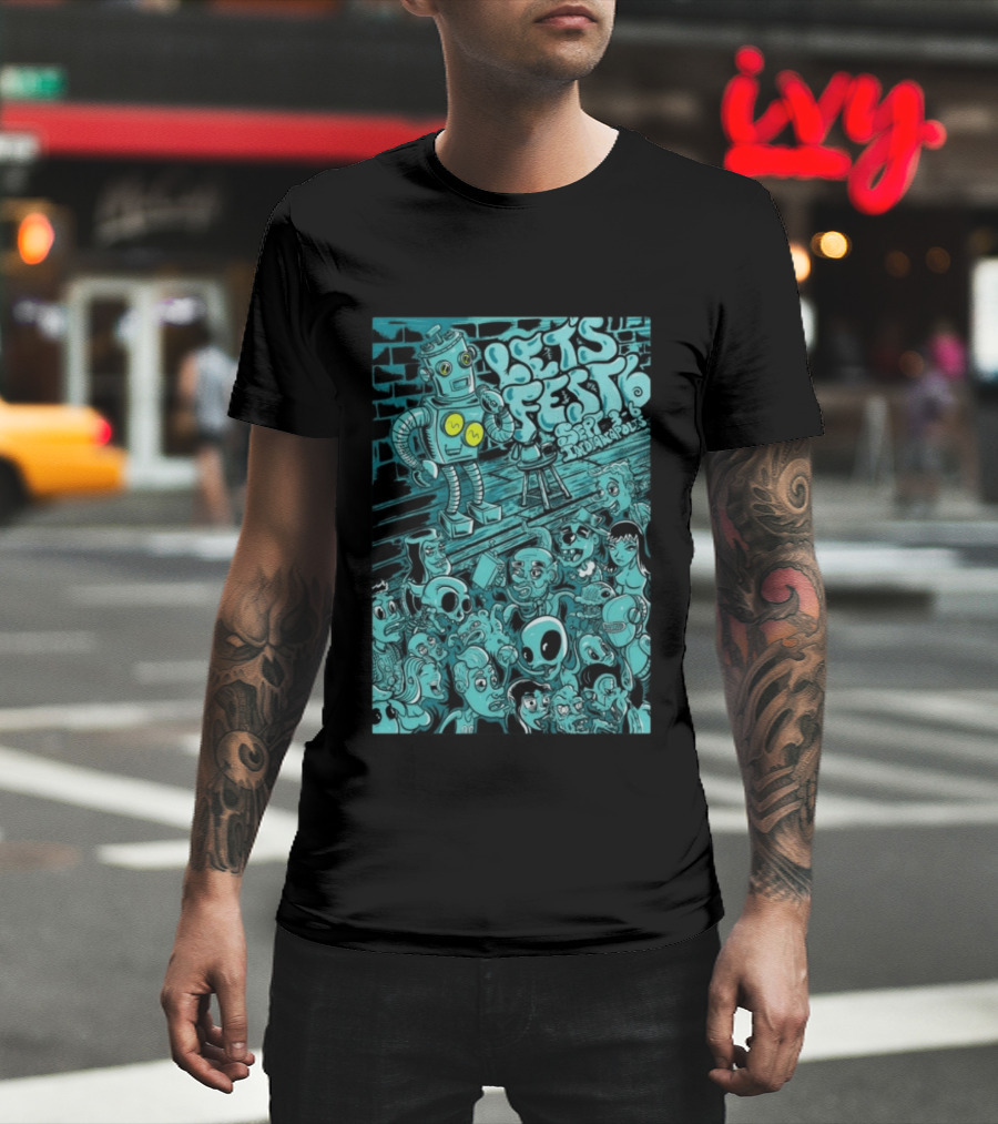 LET'S FEST 6 SEP 9 6 2026 Indianapolis Robot And Alien Crowd T-Shirt