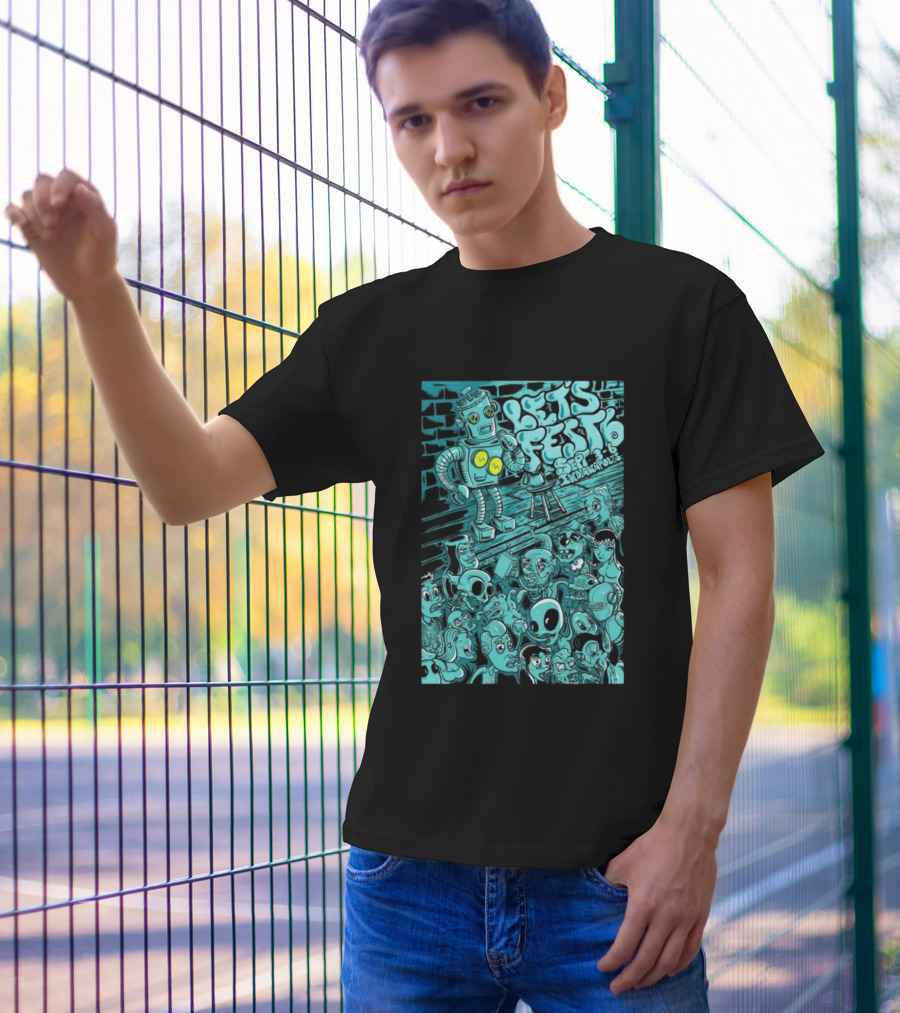 LET'S FEST 6 SEP 9 6 2026 Indianapolis Robot And Alien Crowd T-Shirt