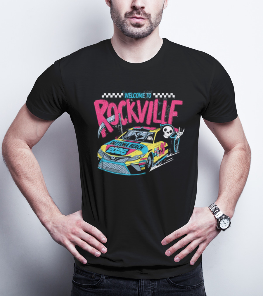 Welcome To Rockville 2026 Daytona Beach Florida Racing Car Devil Horn T-Shirt