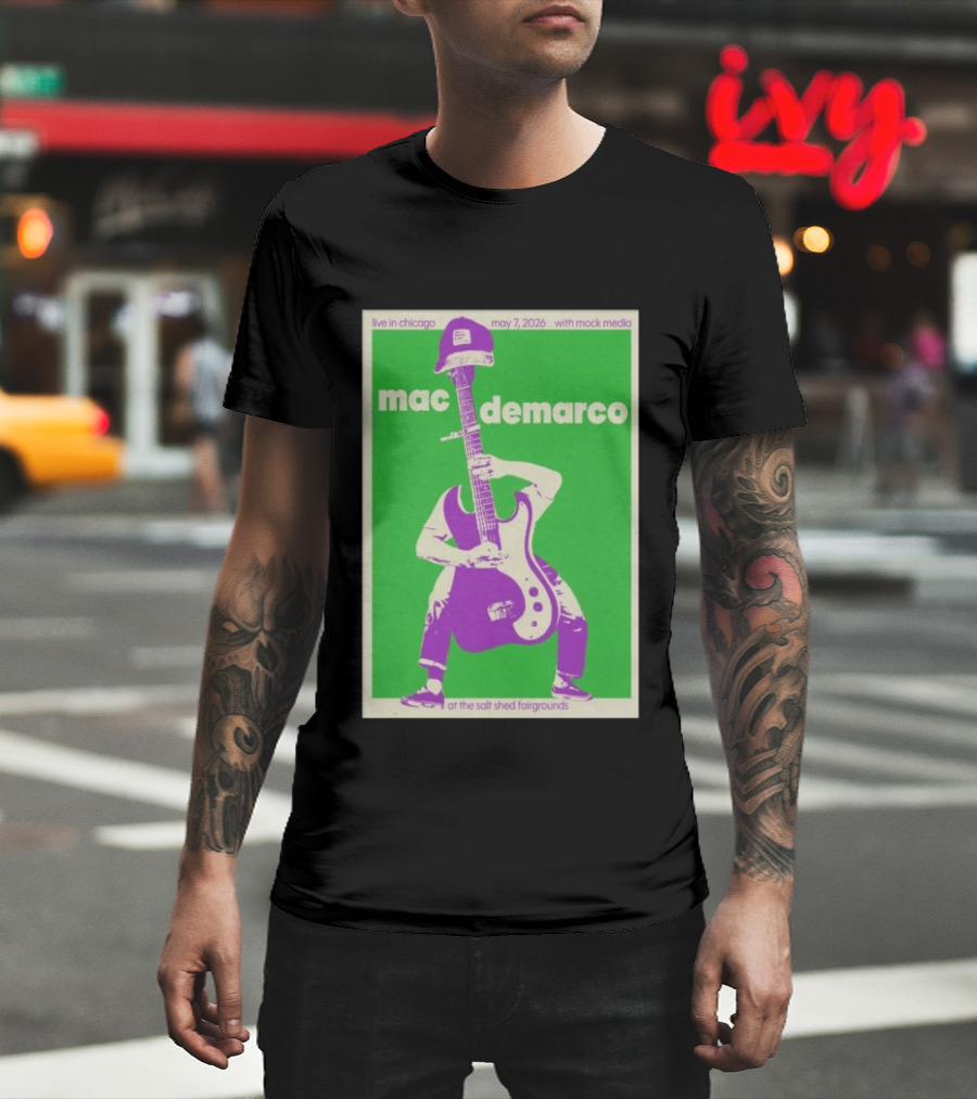 Mac Demarco Live In Chicago May 7 2026 At The Salt Shed Fairgrounds With Mock Media T-Shirt
