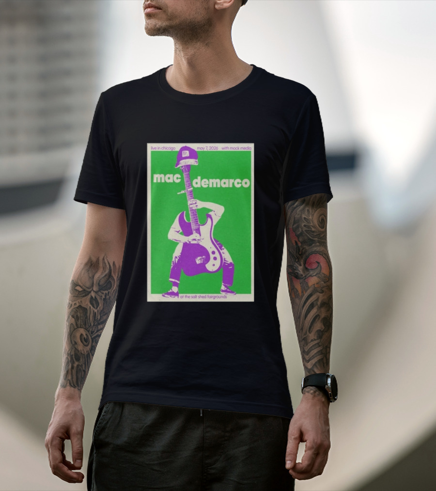 Mac Demarco Live In Chicago May 7 2026 At The Salt Shed Fairgrounds With Mock Media T-Shirt