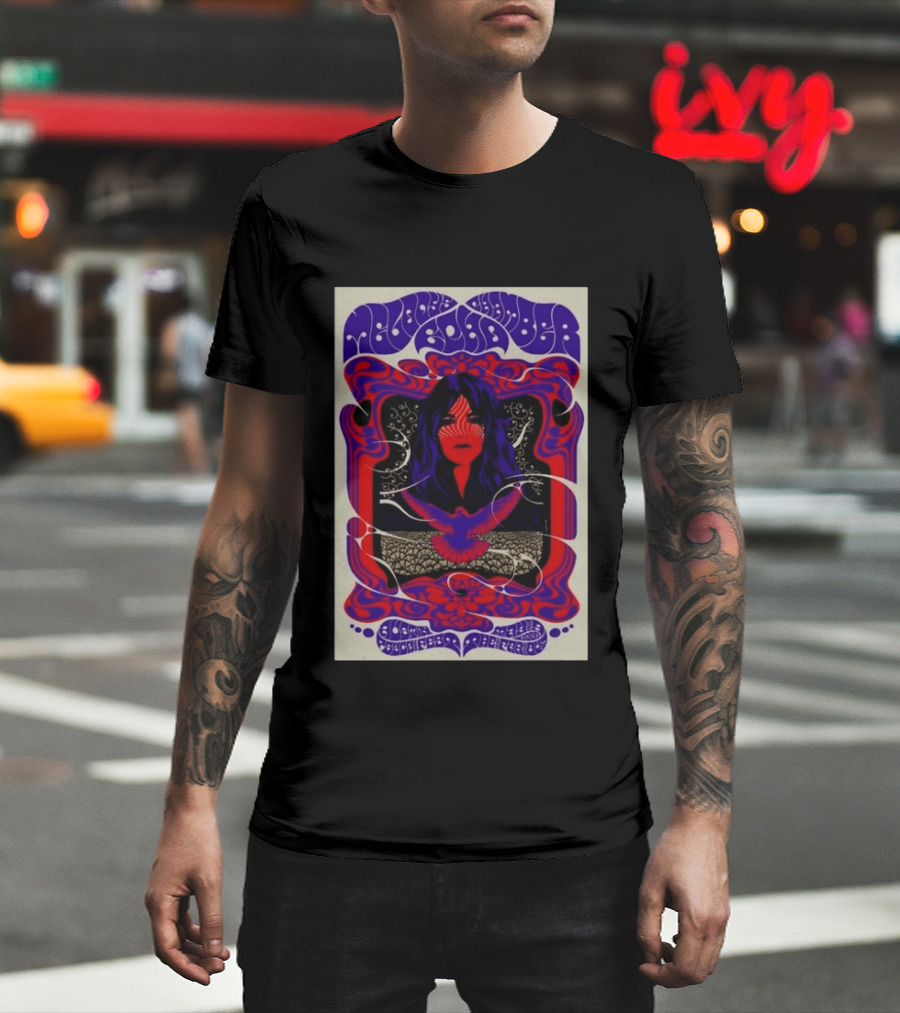 Melody's Echo Chamber Austin Psych Fest 2026 May 9 Austin TX Psychedelic Art Red Purple Woman Bird T-Shirt