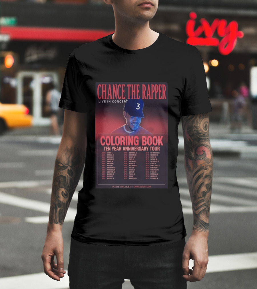 Chance The Rapper Live In Concert Coloring Book Ten Year Anniversary Tour 2026 T-Shirt