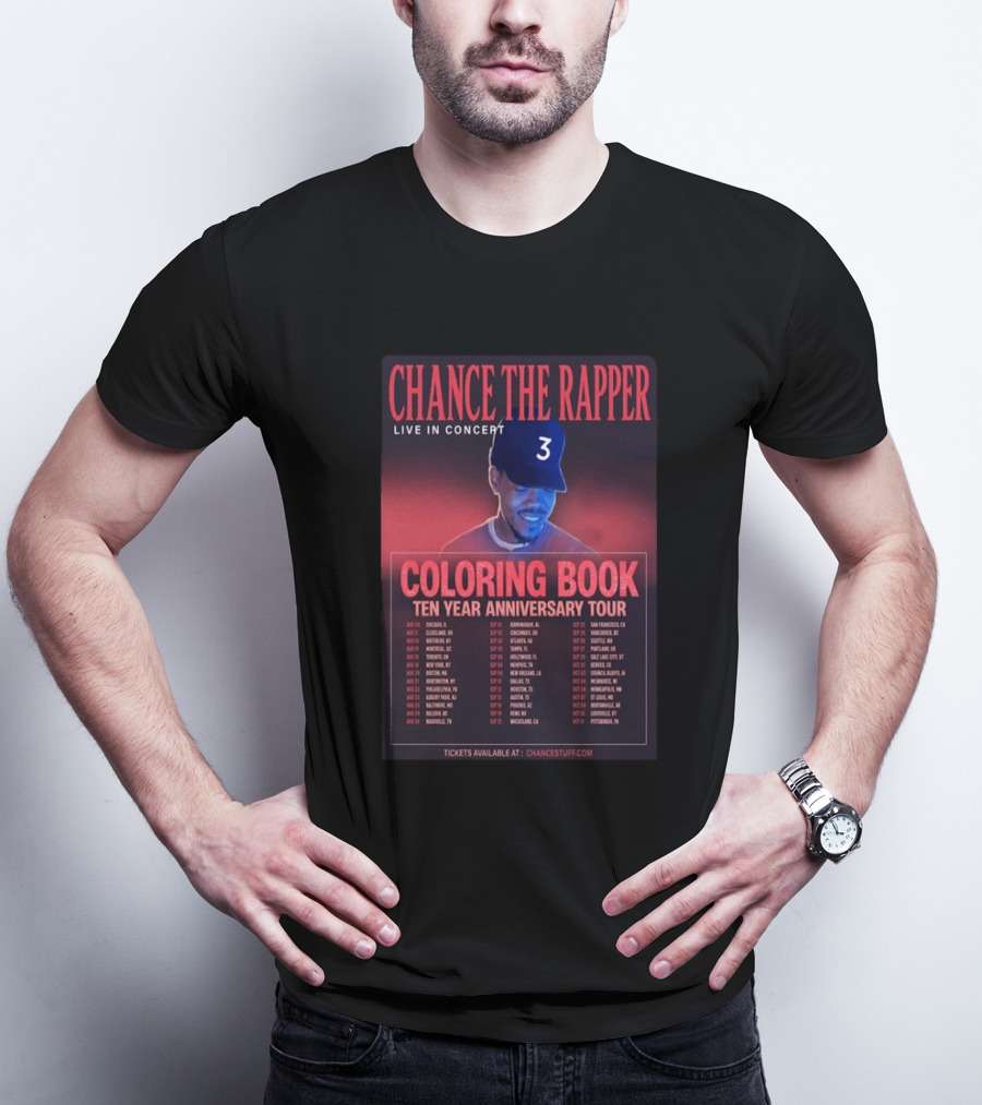 Chance The Rapper Live In Concert Coloring Book Ten Year Anniversary Tour 2026 T-Shirt