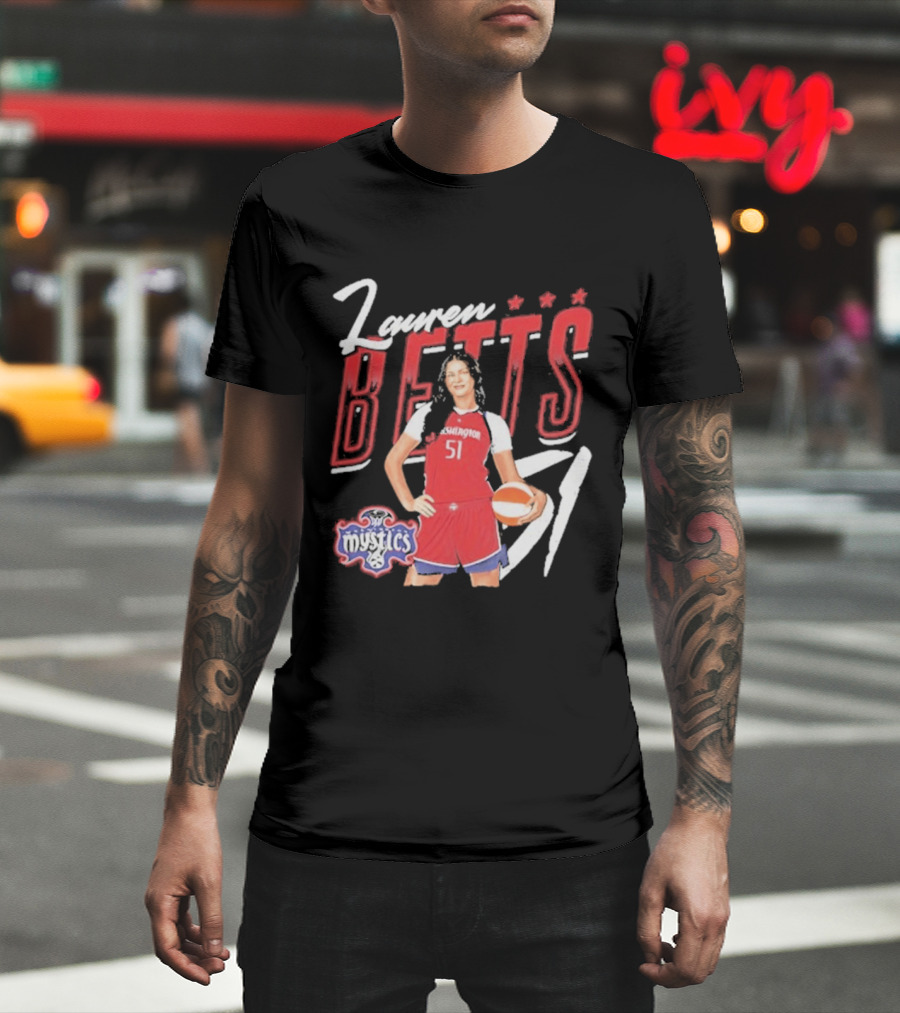 Lauren Betts 51 Washington Mystics WNBA Player T-Shirt