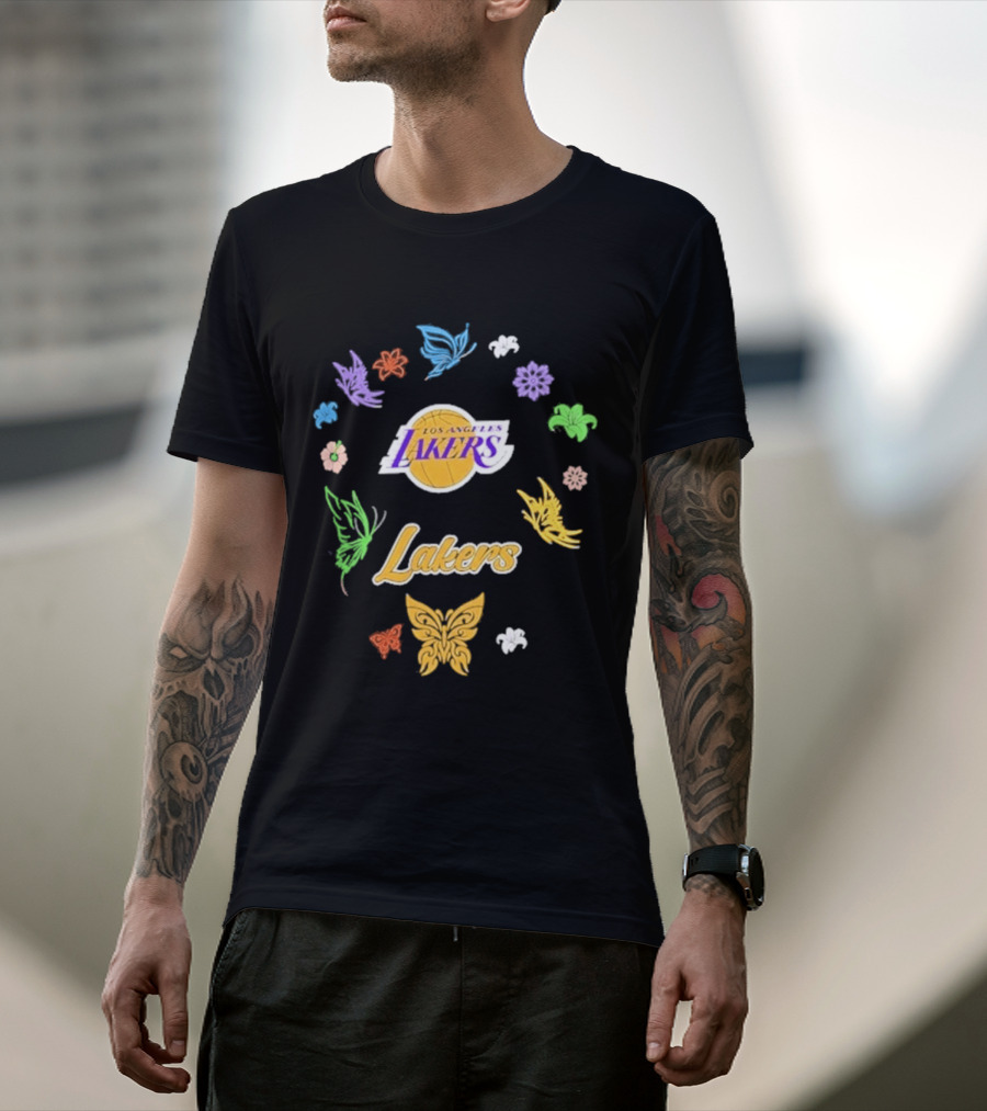Los Angeles Lakers Carl Banks Spring Bloom Butterfly Lakers T-Shirt