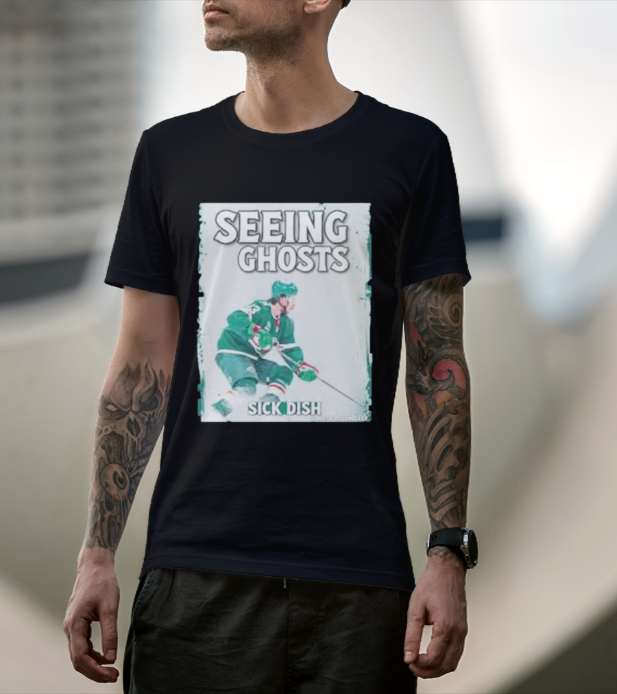 Seeing Ghosts Quinn Hughes Sick Dish Hockey T-Shirt
