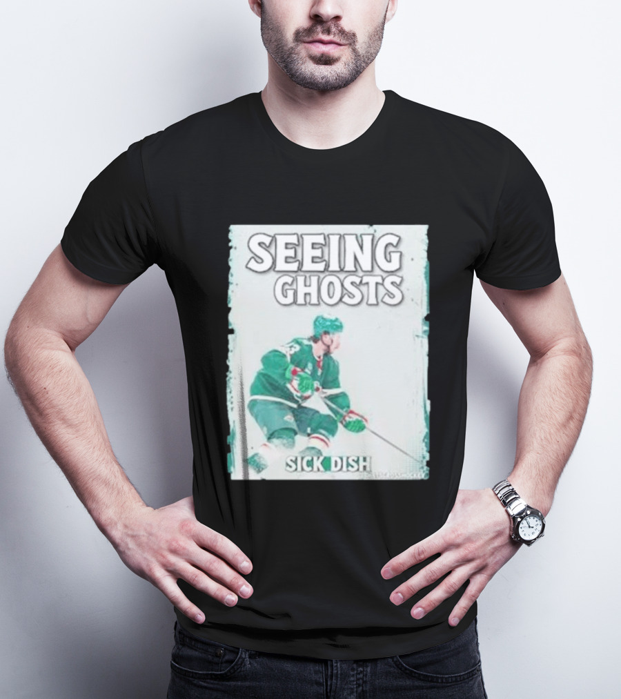 Seeing Ghosts Quinn Hughes Sick Dish Hockey T-Shirt