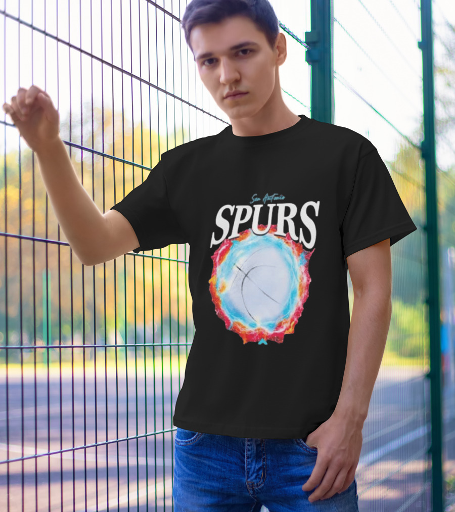 San Antonio Spurs Basketball Fire Ice Burst T-Shirt