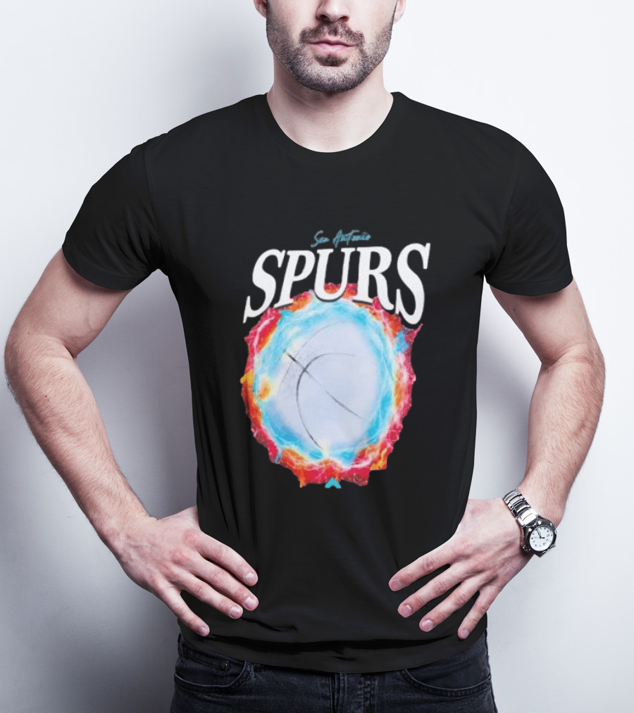 San Antonio Spurs Basketball Fire Ice Burst T-Shirt