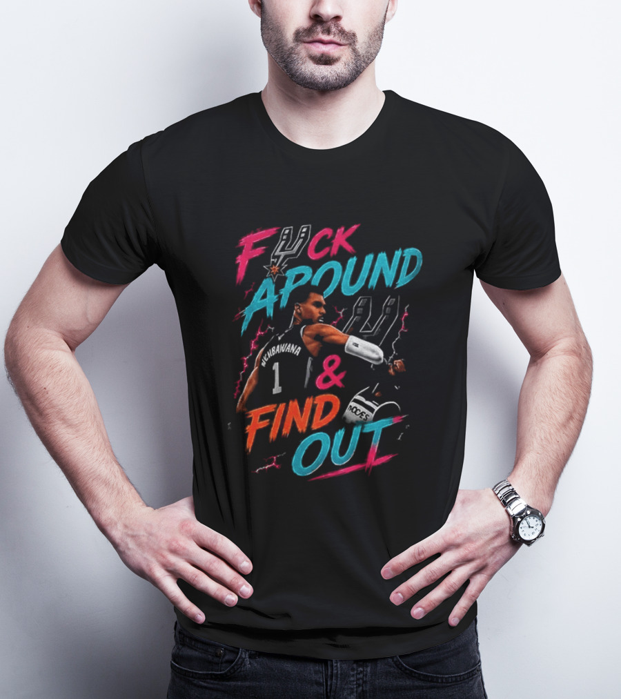 Fuck Around And Find Out Victor Wembanyama Elbowing Naz Reid San Antonio Spurs Basketball T-Shirt