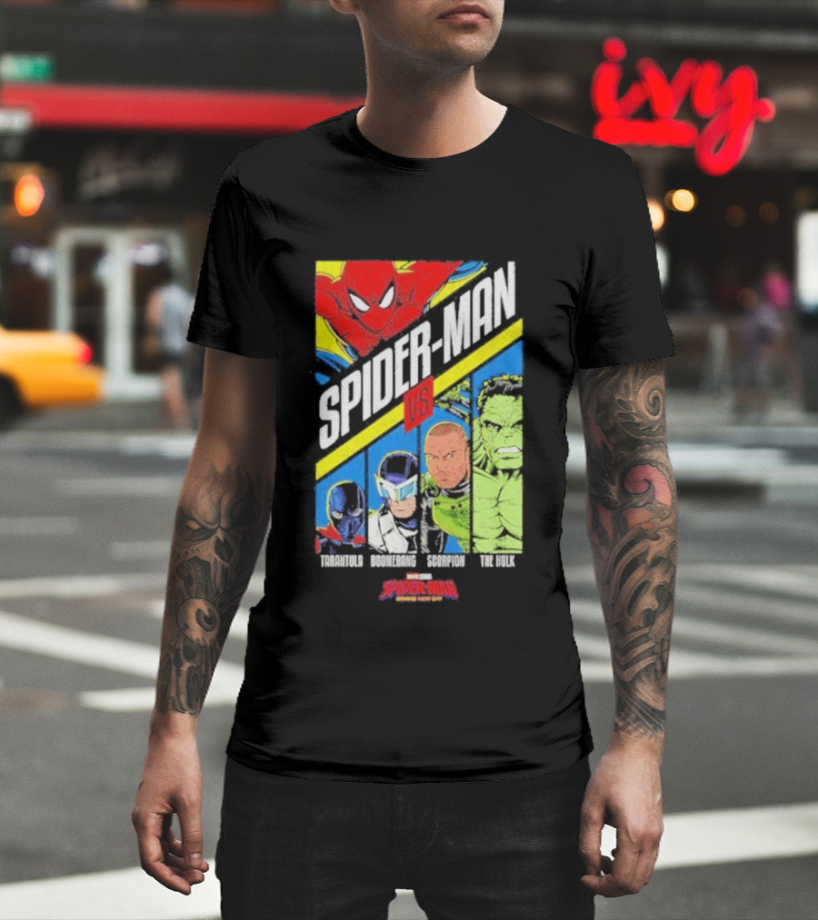 Spider Man VS Tarantula Boomerang Scorpion The Hulk Marvel Superheroes Showdown T-Shirt