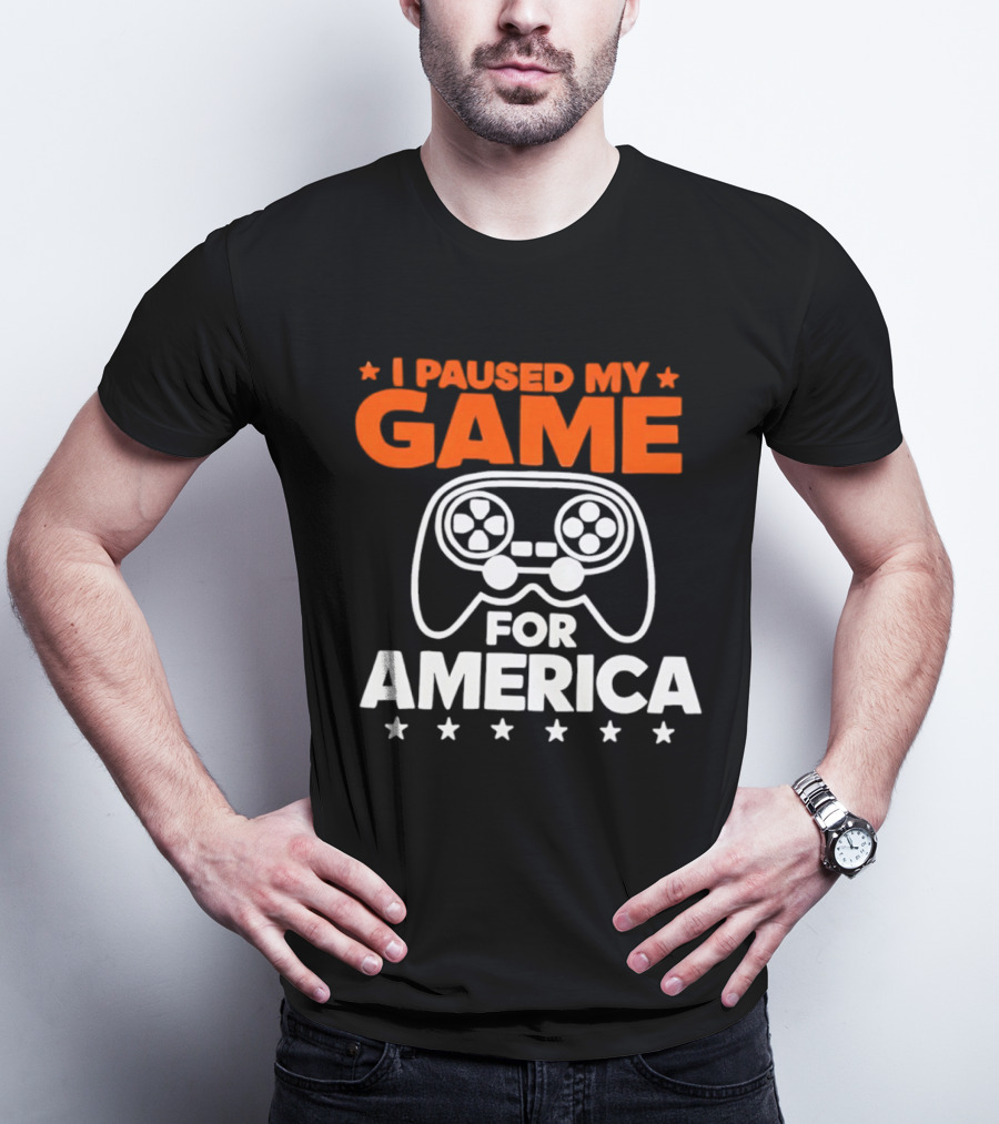 I Paused My Game For America Video Game Controller Stars T-Shirt