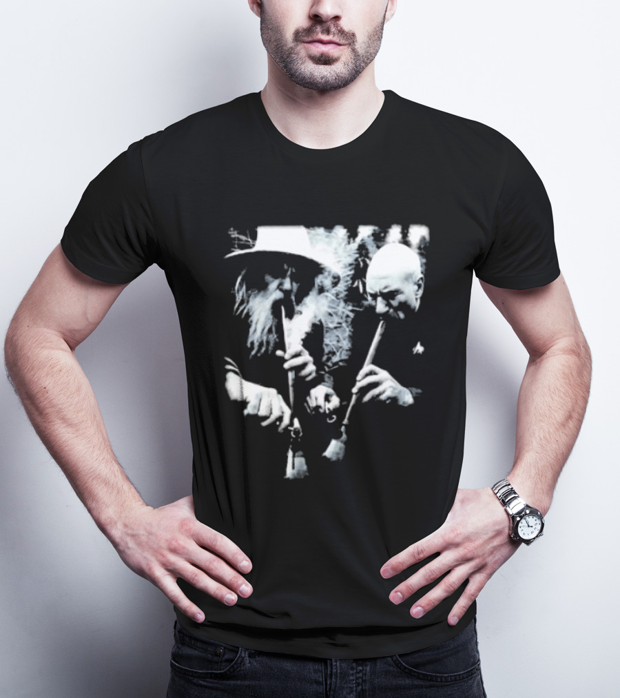 Wizard And Space Captain Smoking Cosmic Meme Scene T-Shirt
