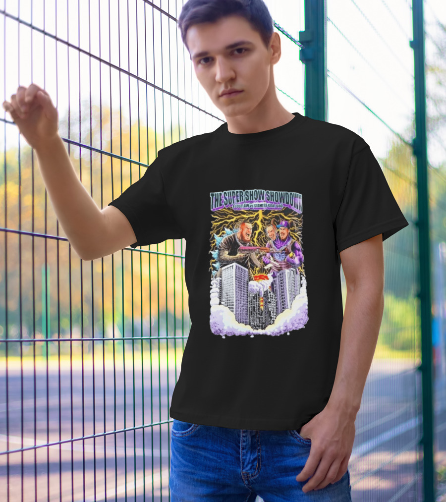 The Super Show Showdown FJ Outlaw Vs Siamese Goat God Lightning Clash Skyscraper Battle T-Shirt
