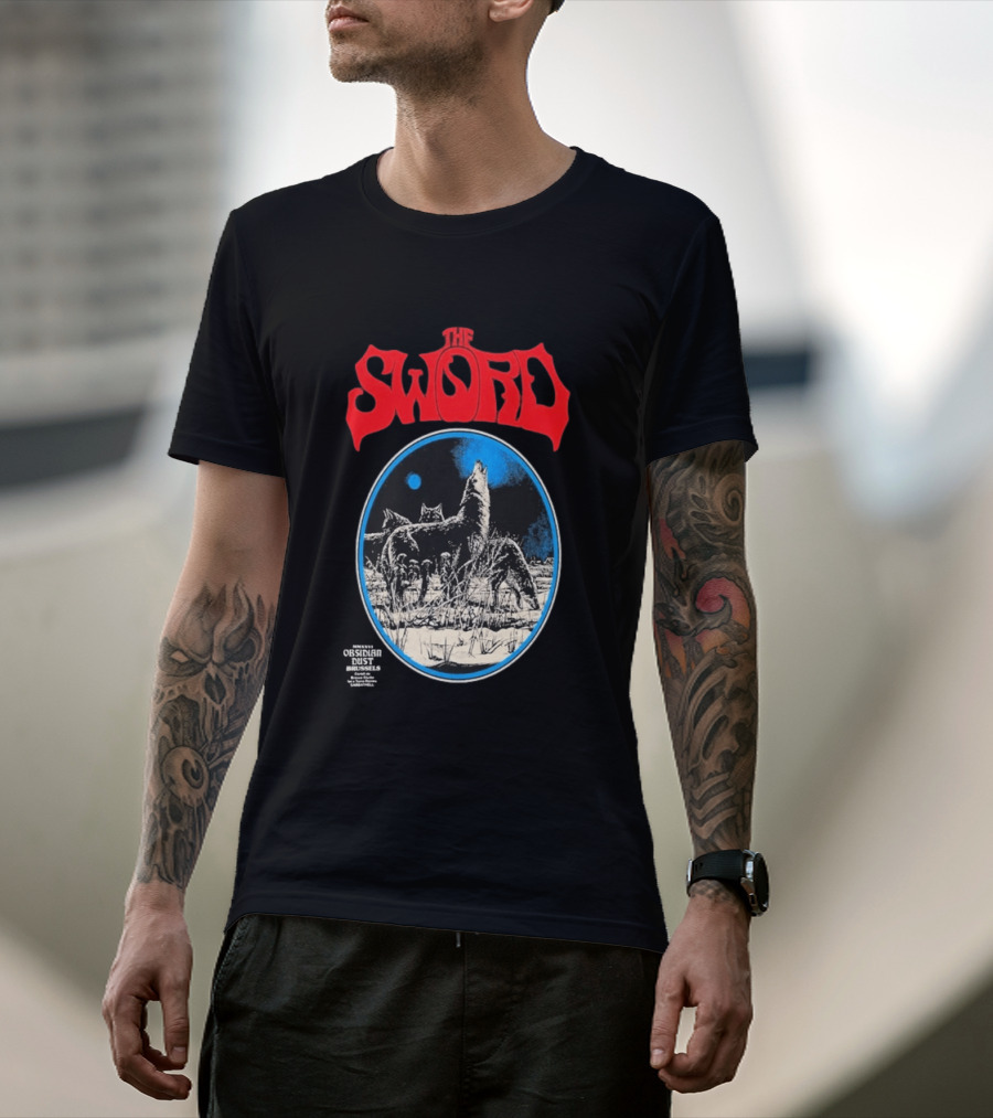 The Sword Brussels Belgium May 17 2026 Wolf Howling At Moon T-Shirt