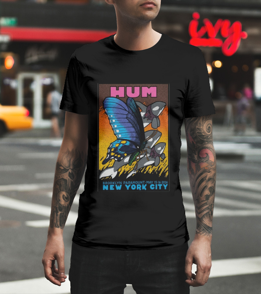 HUM Brooklyn Paramount May 15 16 2026 New York City Butterfly And Spaceships T-Shirt