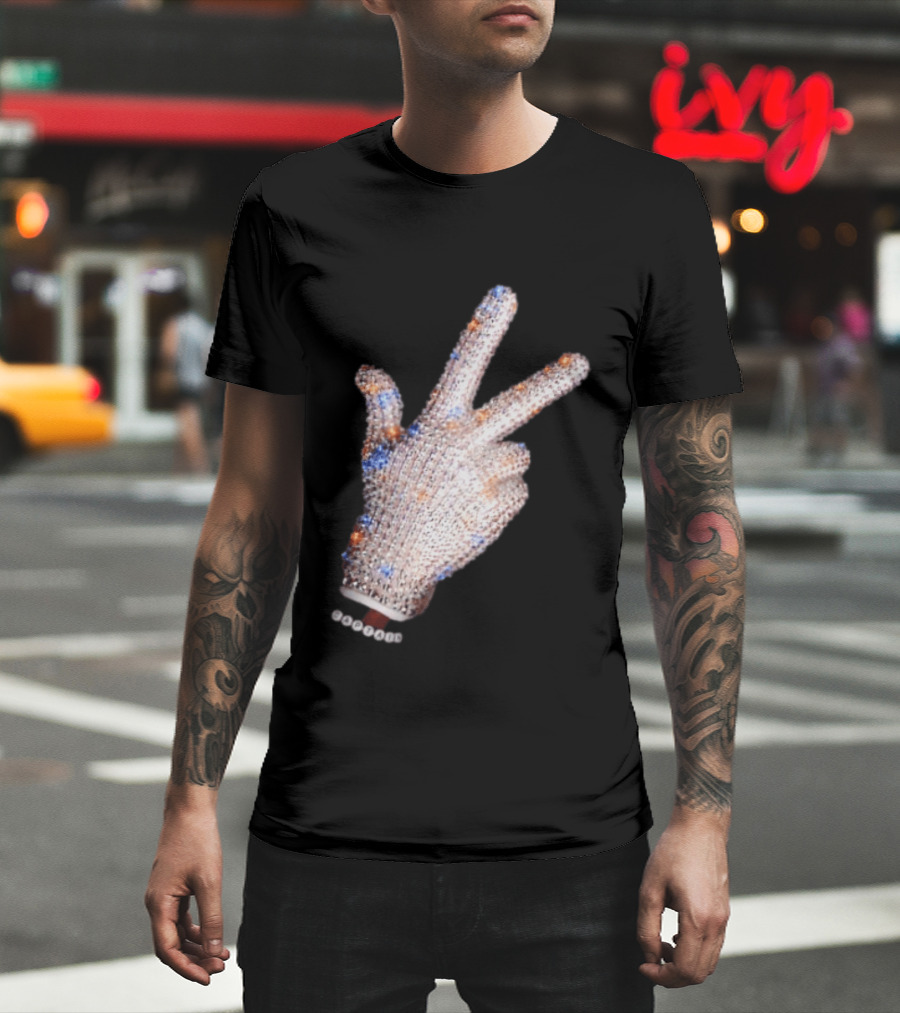 Captain Iceman New York Knicks Drake Iceman Sequined Glove Hand Gesture T-Shirt