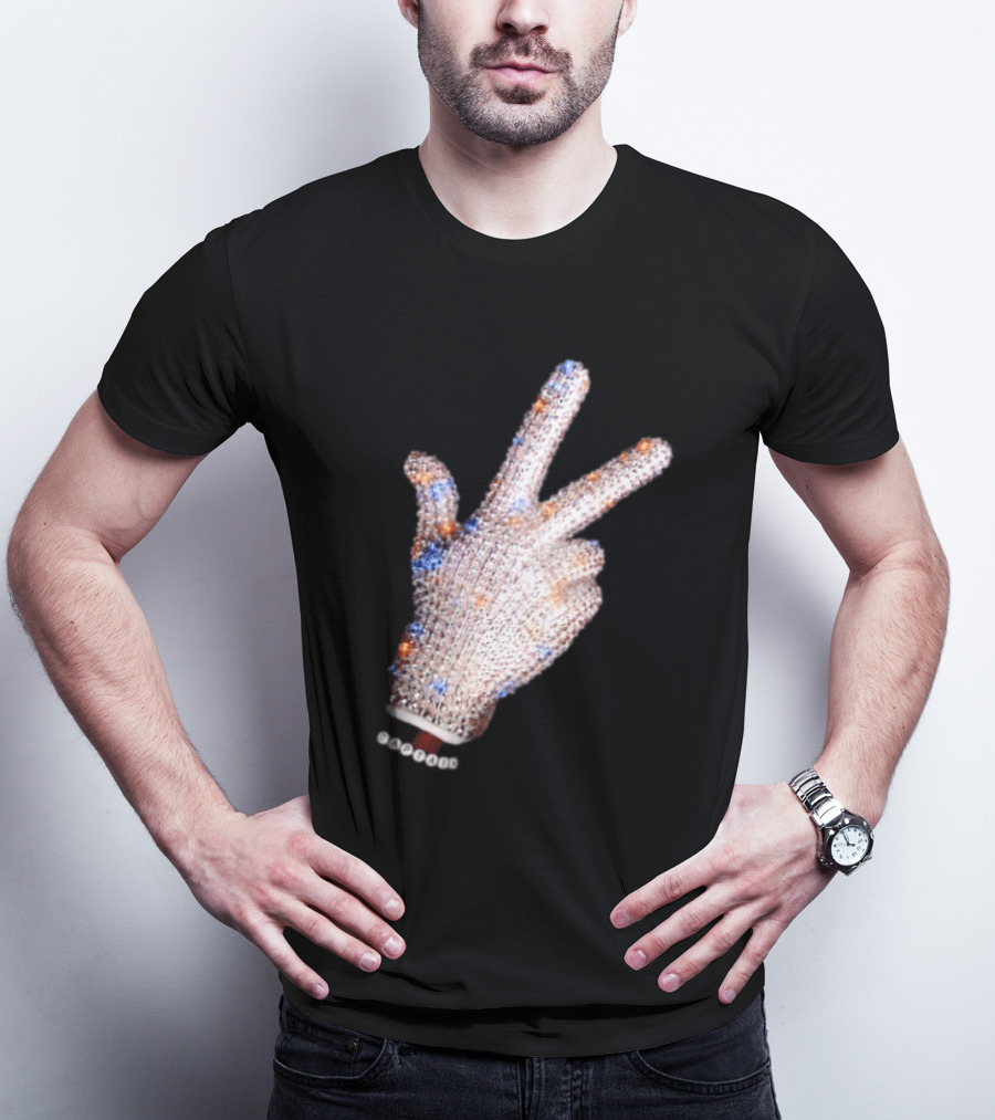 Captain Iceman New York Knicks Drake Iceman Sequined Glove Hand Gesture T-Shirt