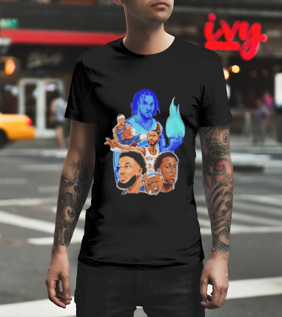 Knicks Jalen Brunson OG Anunoby Mikal Bridges Karl Anthony Towns Basketball T-Shirt