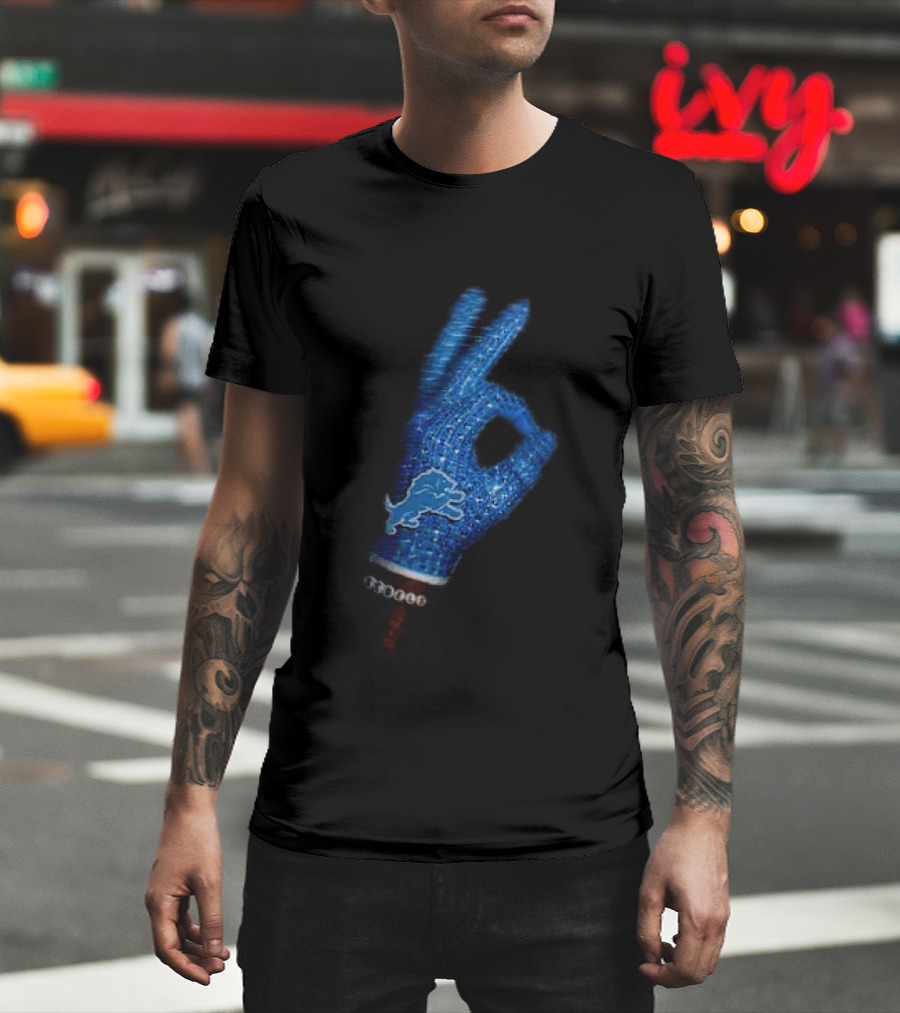 Drake Iceman Detroit Lions Glove Gesture Iconic Team Glove With Beaded Wristband T-Shirt