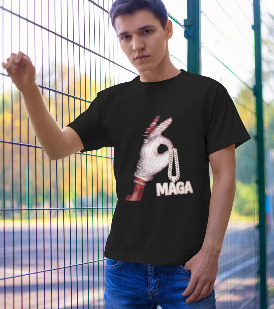MAGA Iceman Hand Gesture With Diamond Encrusted Jewelry T-Shirt
