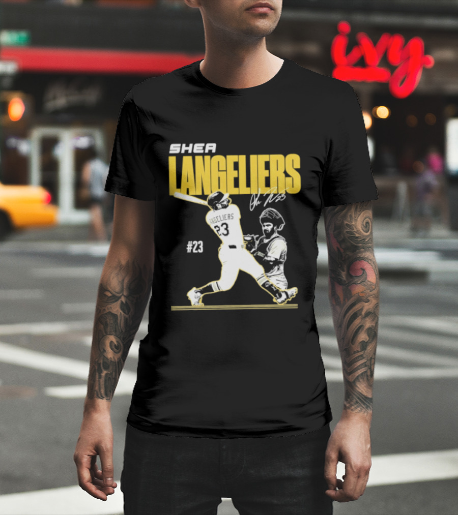 Shea Langeliers 23 Athletics Baseball Slugger Swing Signature T-Shirt