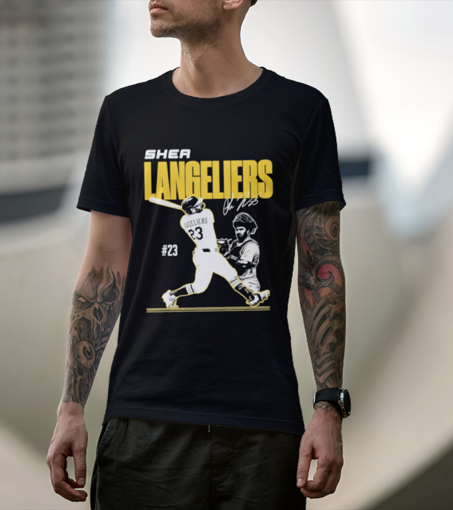 Shea Langeliers 23 Athletics Baseball Slugger Swing Signature T-Shirt