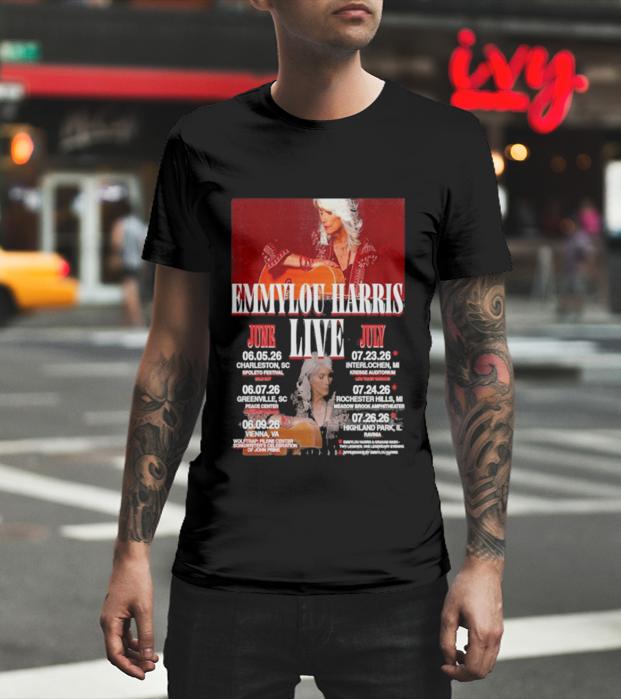 Emmylou Harris Live World Tour June July 2026 Dates And Locations T-Shirt