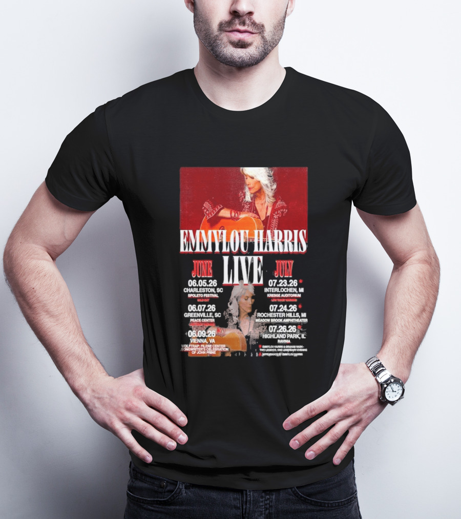 Emmylou Harris Live World Tour June July 2026 Dates And Locations T-Shirt