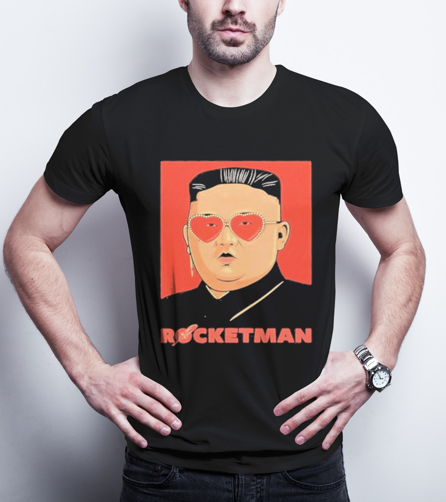 Kim Jong Un Heart Sunglasses Rocketman Meme T-Shirt