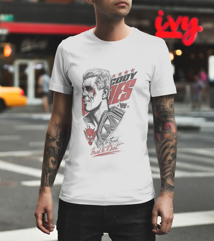 Cody Rhodes Easy To Find Hard To Beat Wrestling Legend Bold Red Text Star Motif T-Shirt