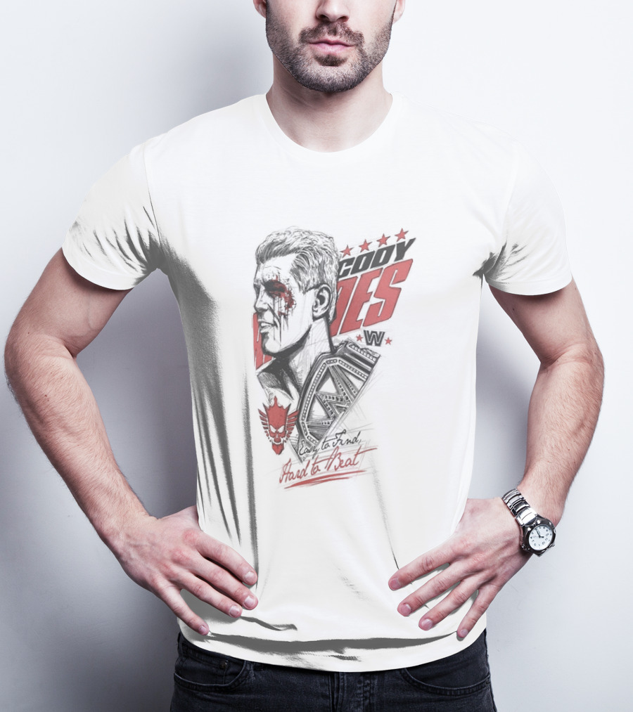 Cody Rhodes Easy To Find Hard To Beat Wrestling Legend Bold Red Text Star Motif T-Shirt