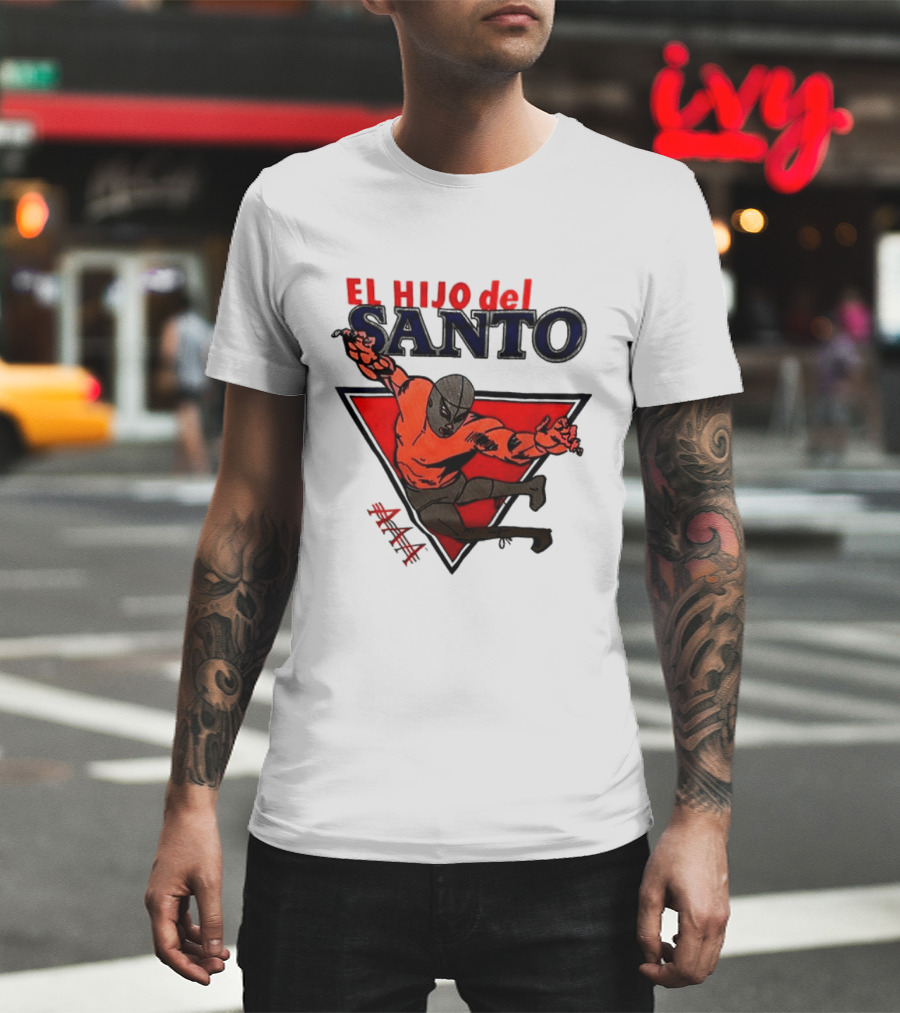 El Hijo Del Santo AAA Lucha Libre Wrestler In Red Triangle T-Shirt