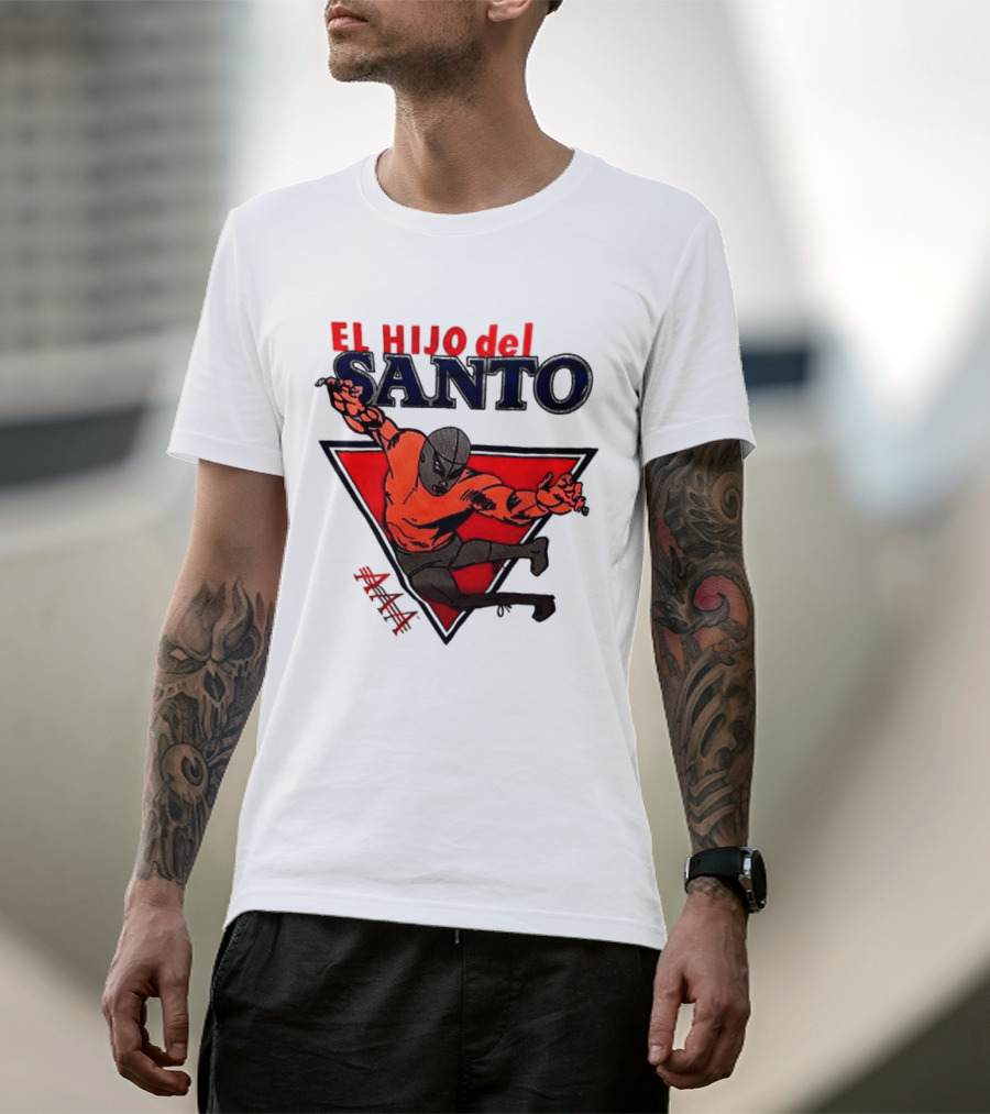 El Hijo Del Santo AAA Lucha Libre Wrestler In Red Triangle T-Shirt