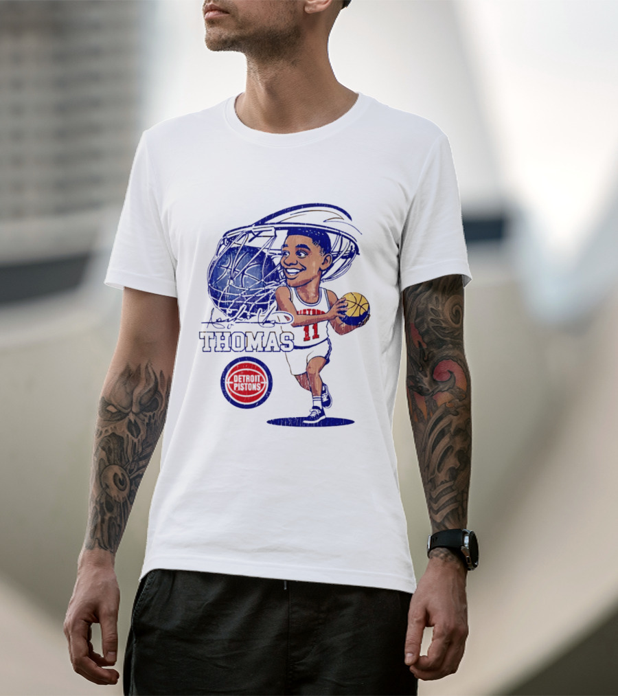 Isiah Thomas Detroit Pistons Caricature Basketball Cartoon Drawing T-Shirt