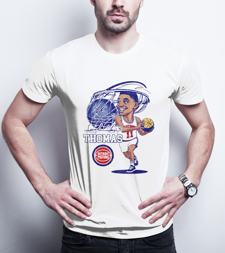 Isiah Thomas Detroit Pistons Caricature Basketball Cartoon Drawing T-Shirt