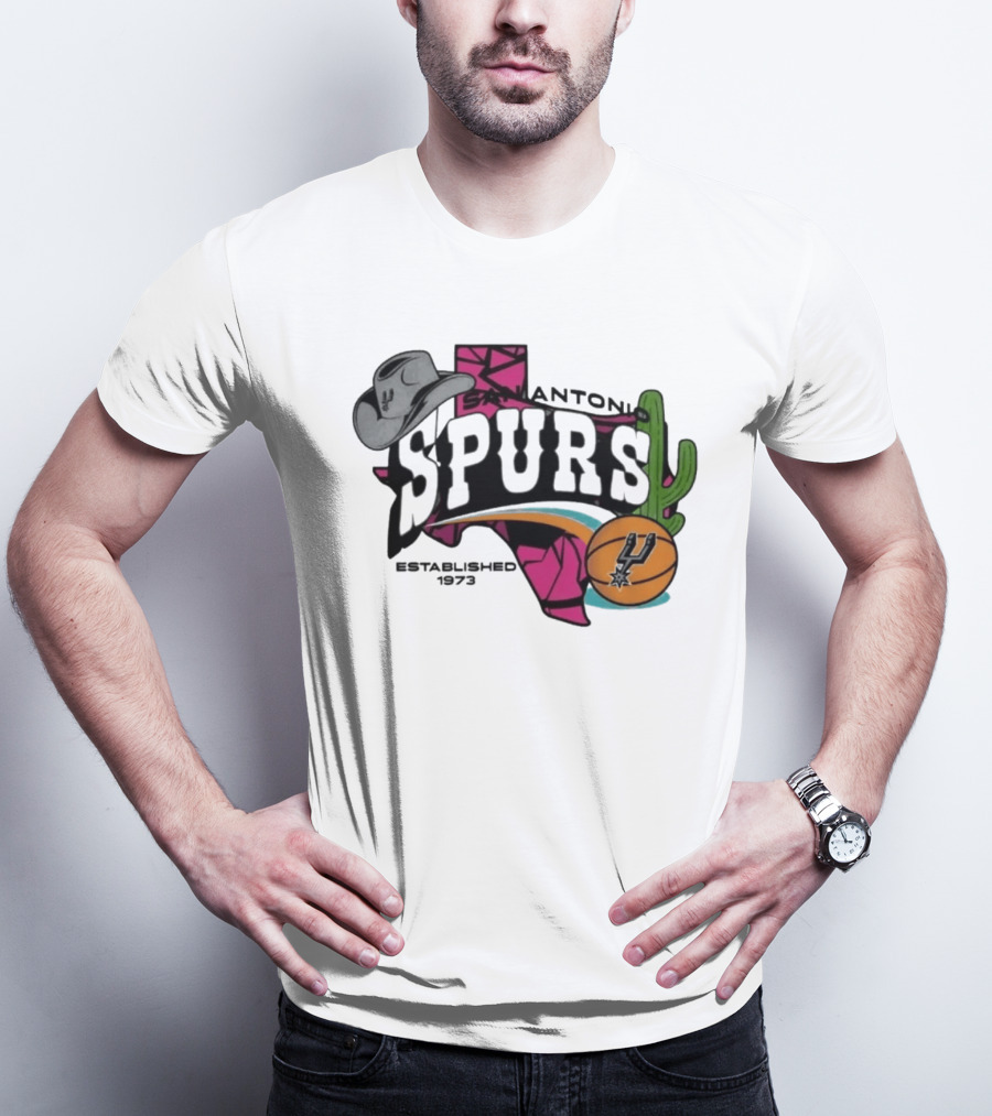 San Antonio Spurs Texas Cowboy Hat Cactus Basketball Established 1973 T-Shirt