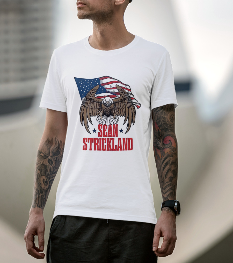 Sean Strickland Eagle With American Flag T-Shirt