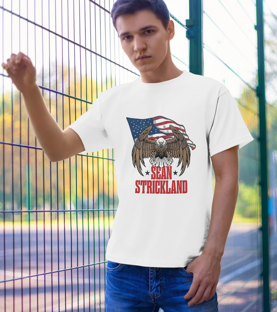 Sean Strickland Eagle With American Flag T-Shirt
